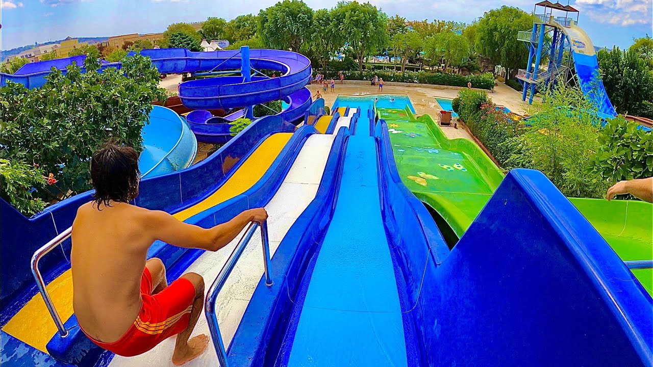 Racing Water Slide at Aqua Marine Water Park - YouTube