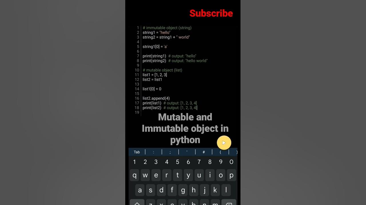 What Is A Mutable And Immutable Object In Python Python Programming Shorts Subscribe Youtube