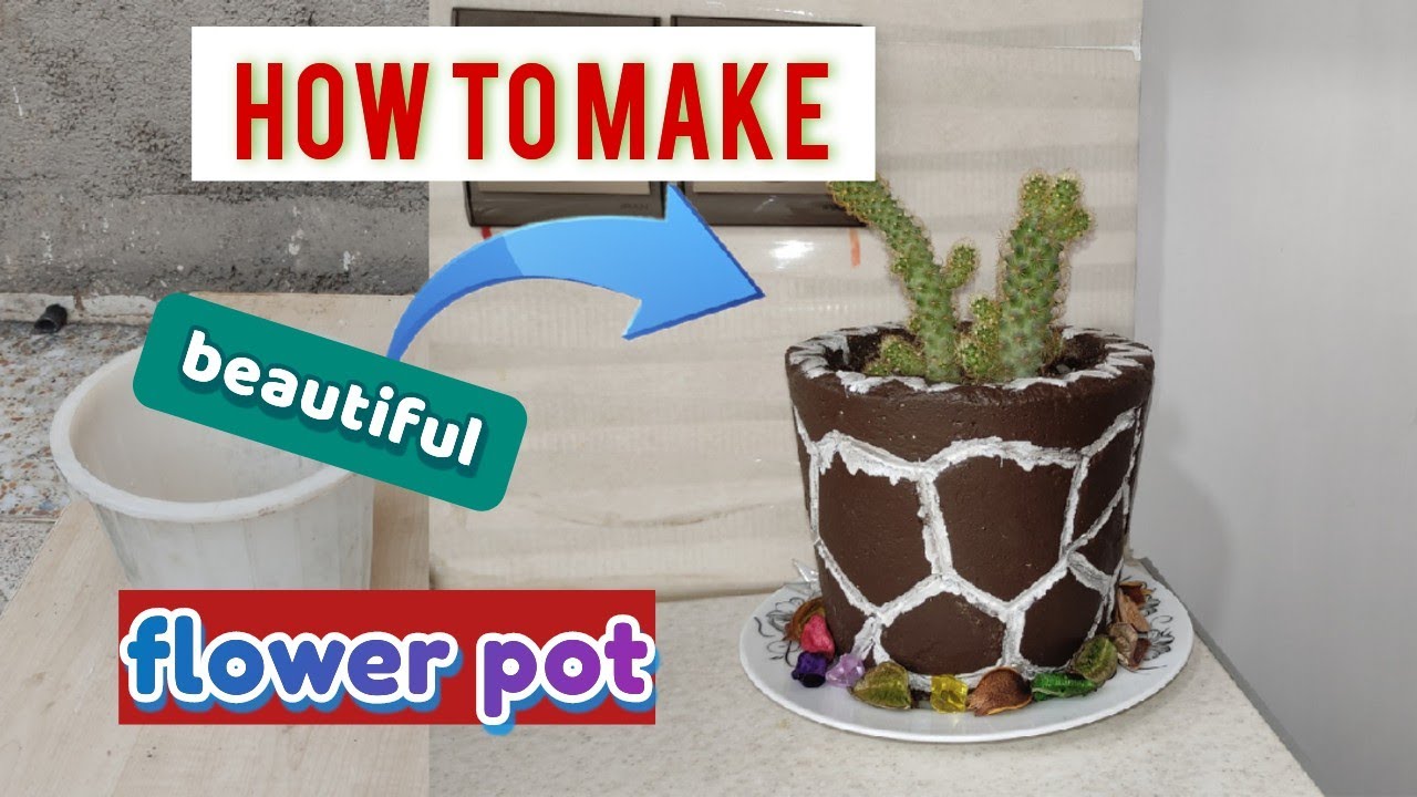How to Make a Beautiful Flower Pot Out of Cement - YouTube