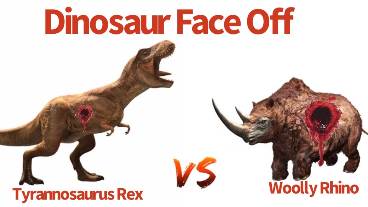Dinosaur Face Off Tyrannosaurus Rex vs Woolly Rhino - YouTube