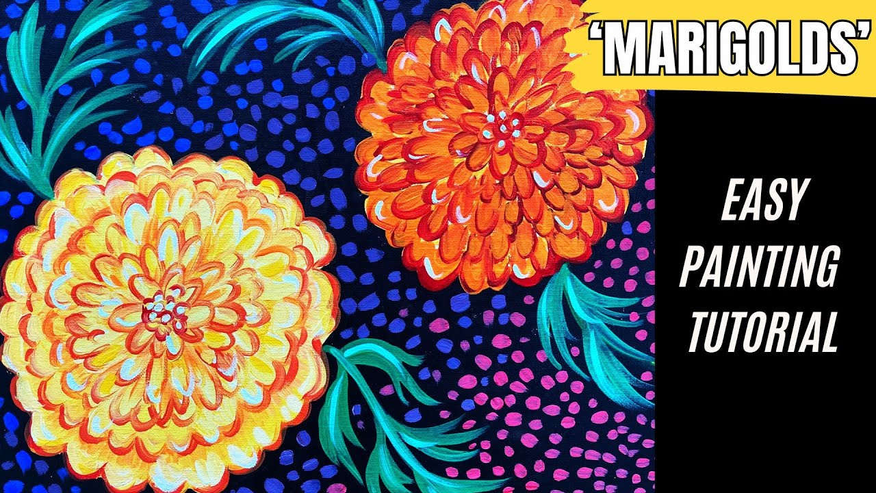 🌼 EP182- 'Marigolds' Day of the Dead inspired Mexican folk art painting ...