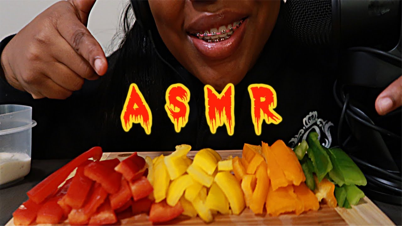 *ASMR* BELL PEPPER PLATTER (SOFT WHISPERING) CRUNCHY EATING SOUNDS ️💛🧡💚 ...