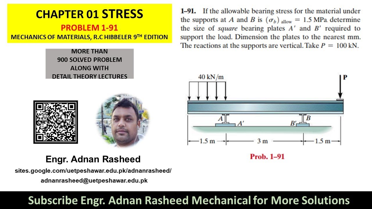 1-91| Determine size of square bearing plates A and B | stress ...