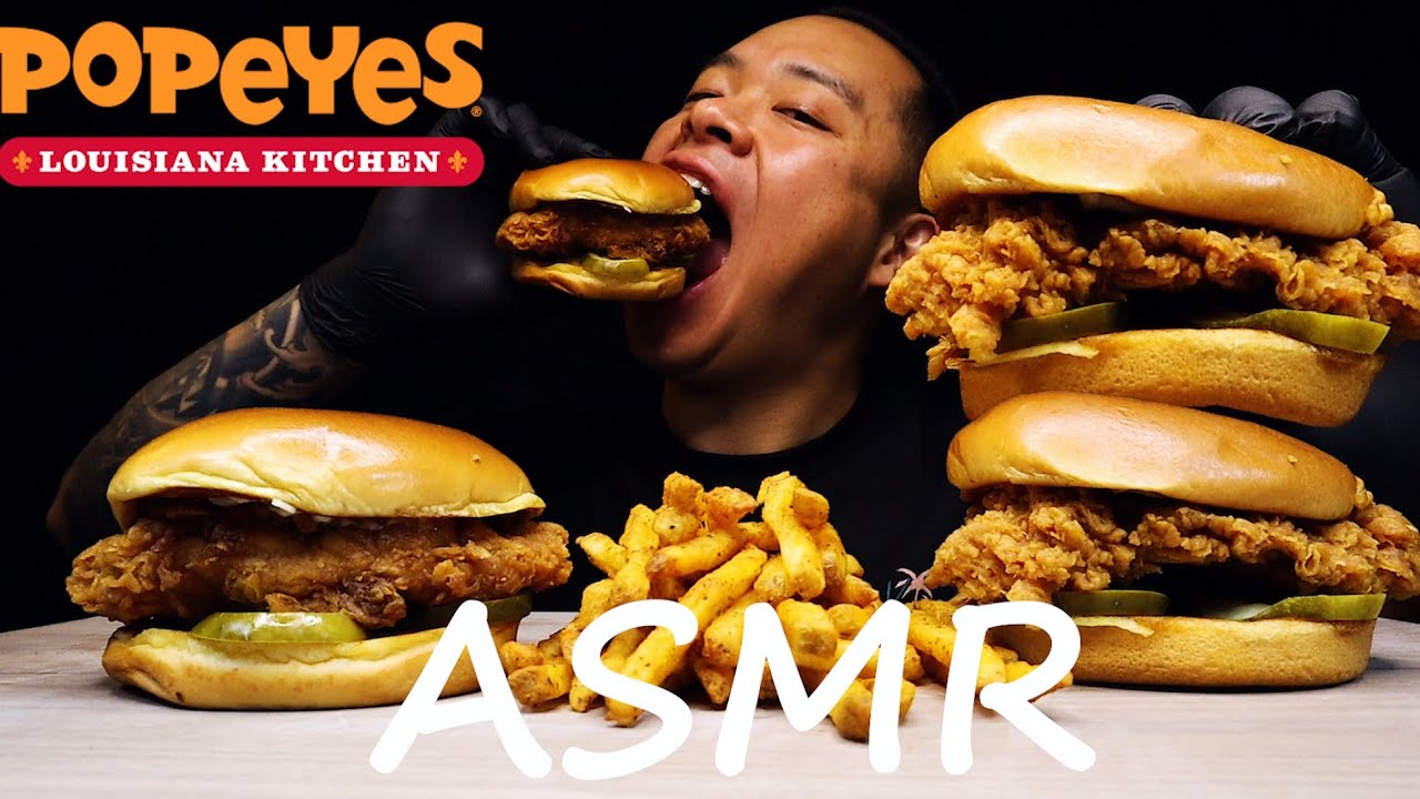 Asmr Craving Popeyes Chicken Sandwiches And Seasoned Fries Coleslaw