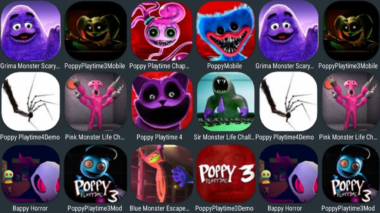 Grimace Monster Scary Survival, Poppy Playtime 4 , Poppy 3 Mobile ...