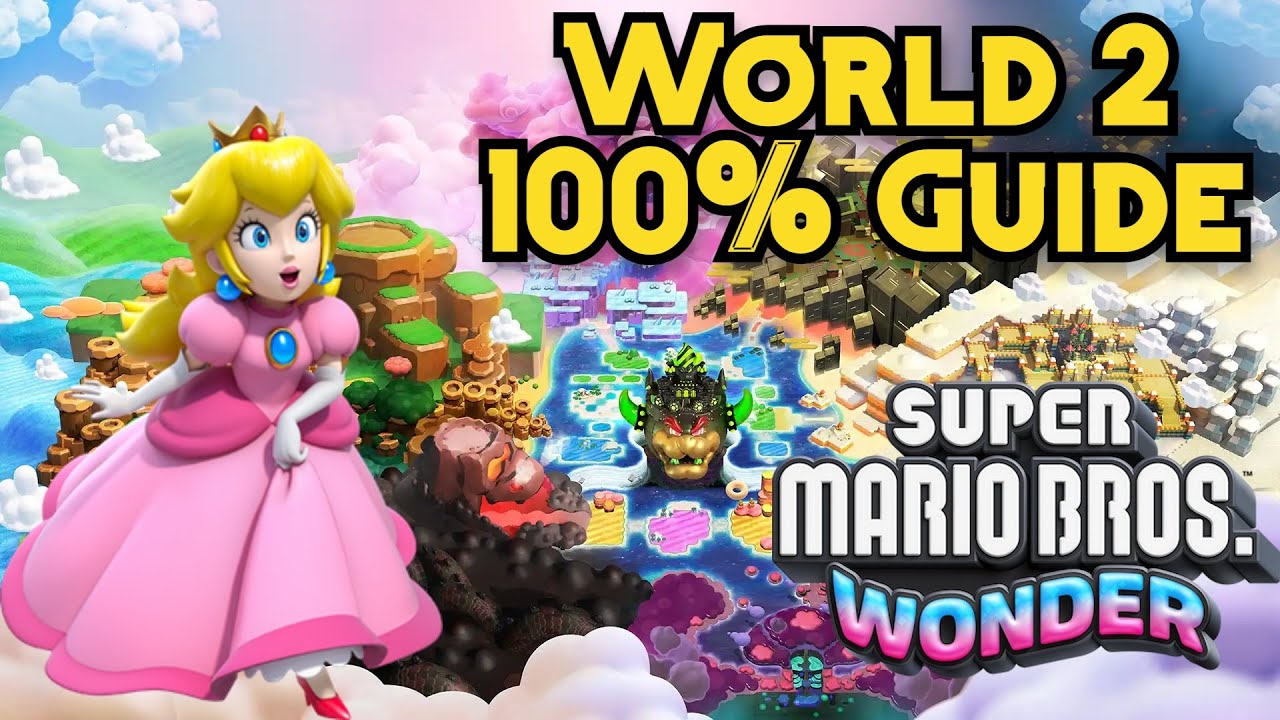 Super Mario Bros. Wonder - Complete World 2: Fluff-Puff Peaks (100% ...