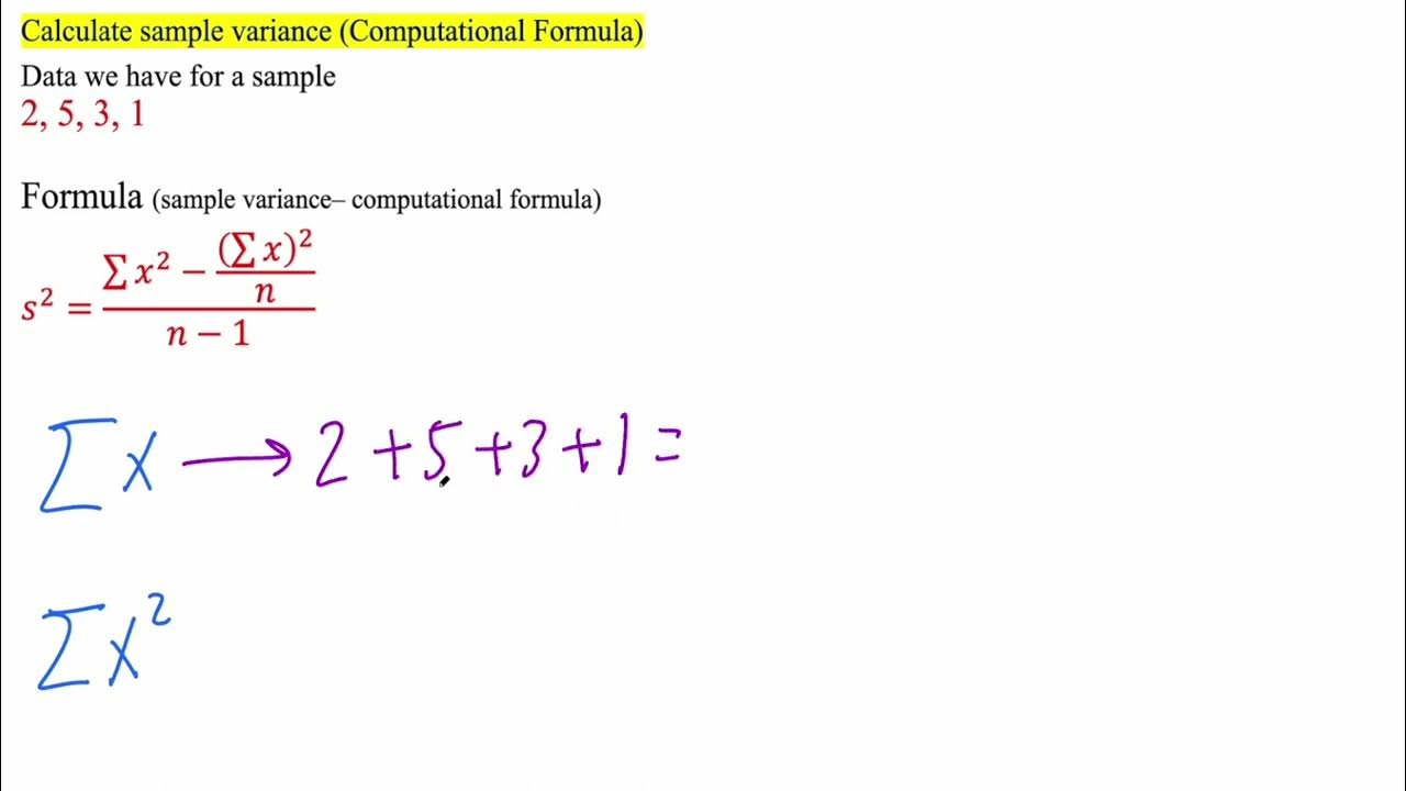 Calculate sample variance (Computational Formula) - YouTube