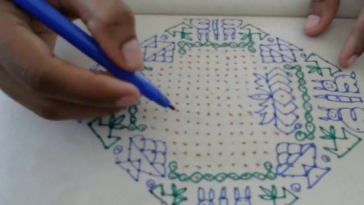 Muggulu with 27 Dots 7 times upto 7 Dots - YouTube