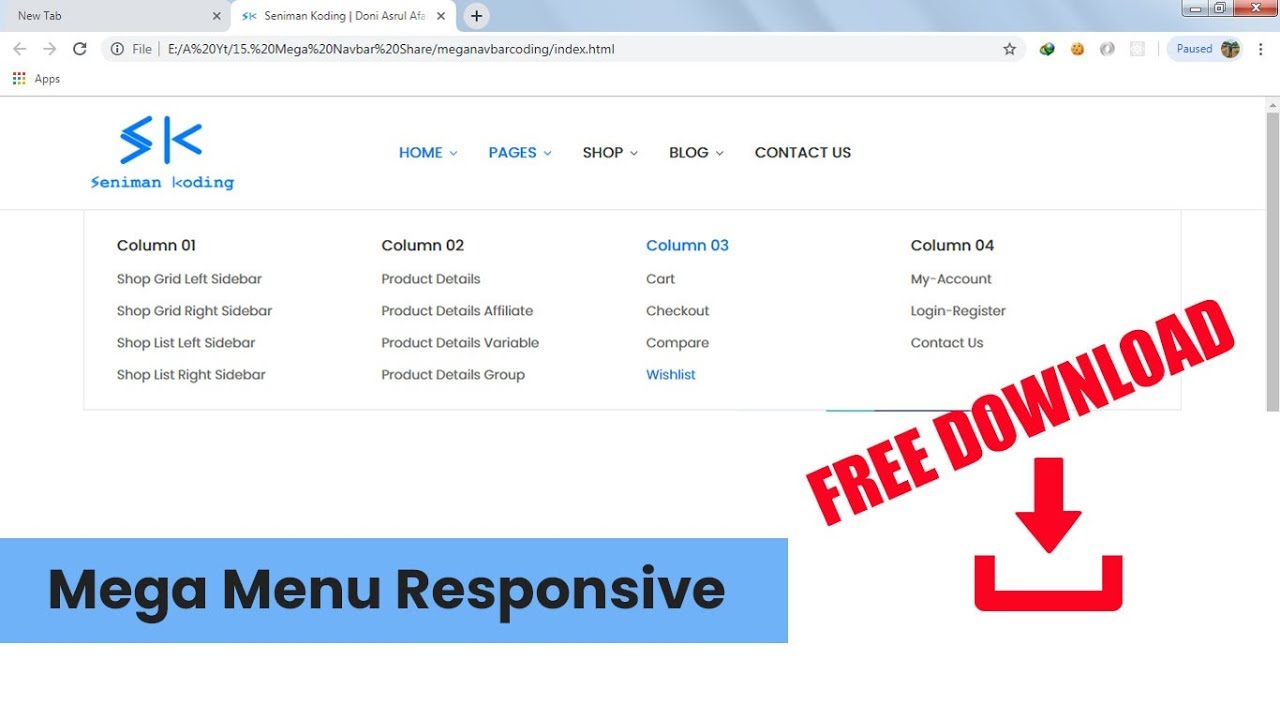 Mega Navbar Dropdown Menu Responsive Bootstrap 4 | FREE DOWNLOAD - YouTube