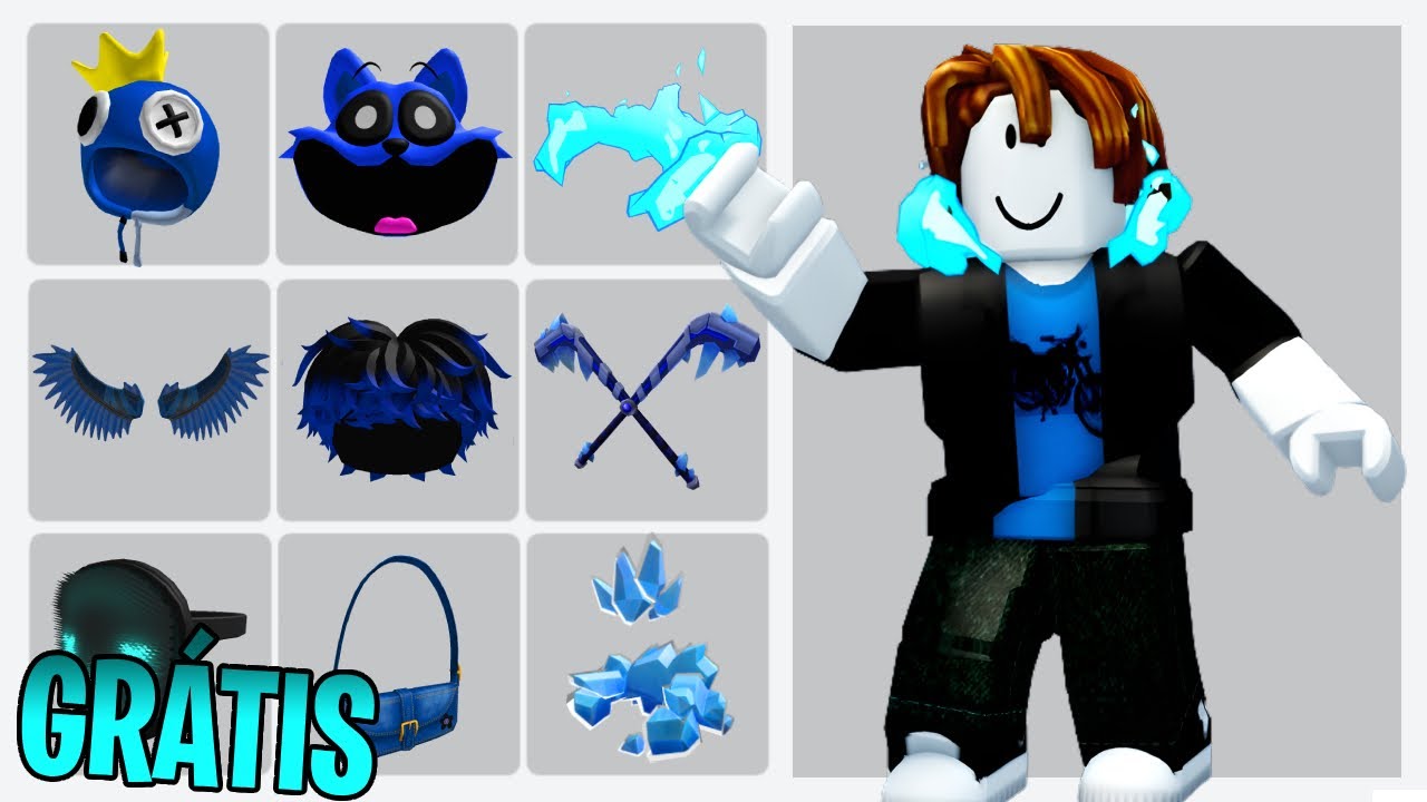 COMO PEGAR 11 ITENS GRÁTIS (AZUL) NO ROBLOX! - YouTube