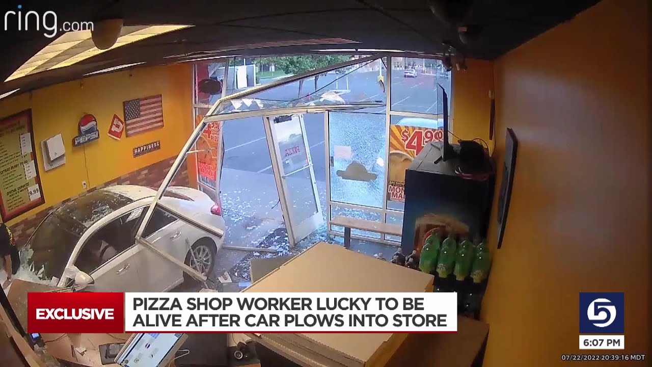 Pizza delivery driver recalls car driving into store - YouTube