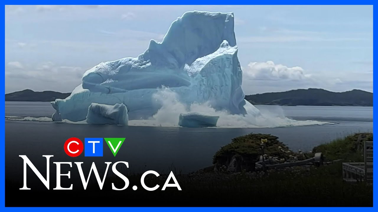 Incredible video shows iceberg calving in Newfoundland - YouTube