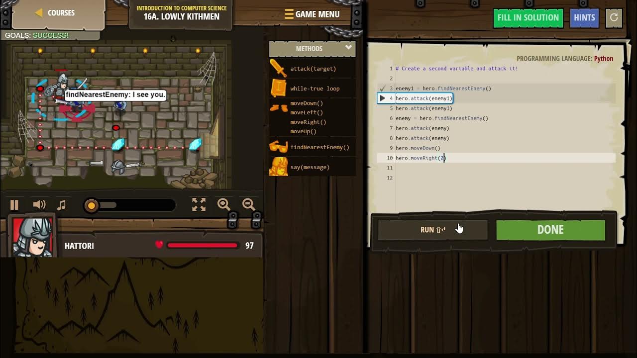 CodeCombat level 16a answer - YouTube