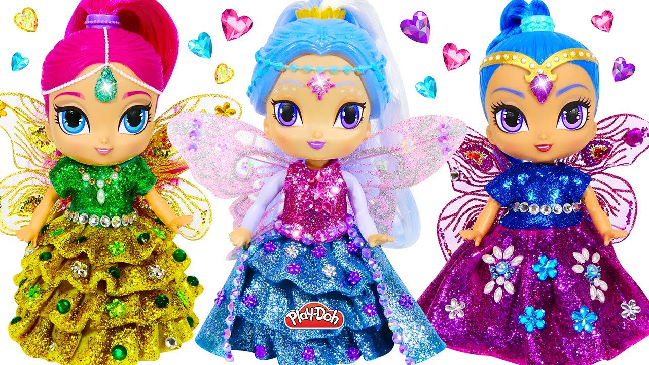 DIY Making Play Doh Sparkle Dresses with Wings for Shimmer and Shine ...