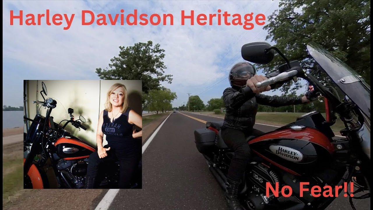 Harley Davidson Heritage Motorcycle. Short Female Rider takes on a Big ...