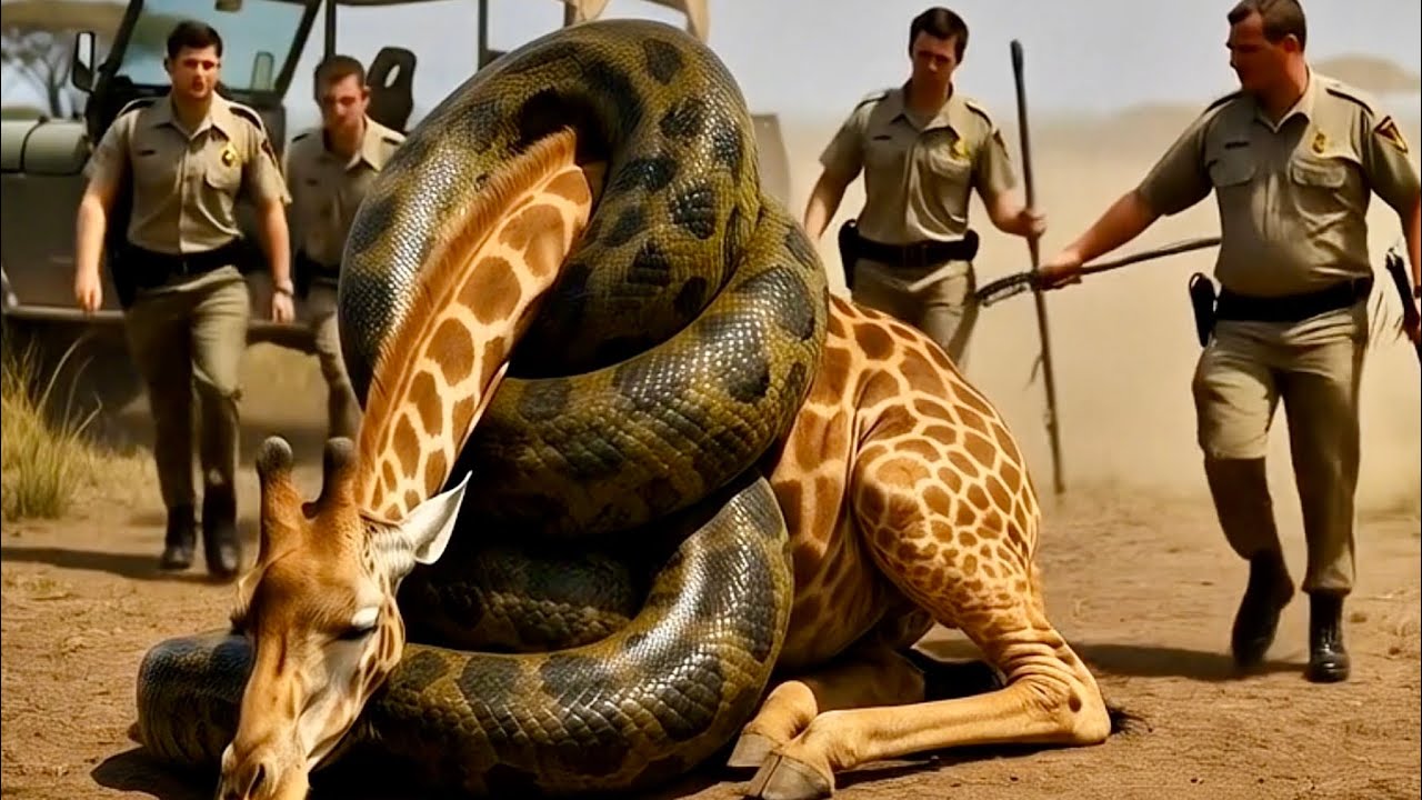 animal rescue: rescue mother giraffe from giant python attack - YouTube