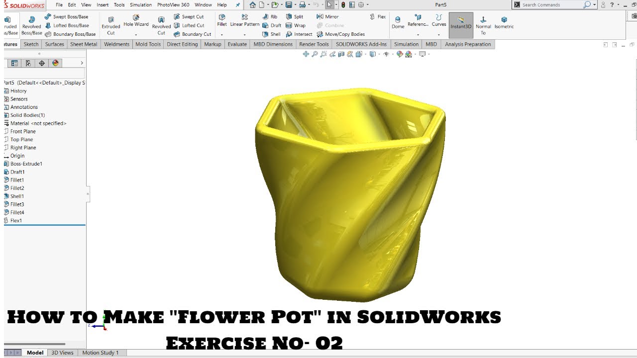 How To Make ''Flower Pot'' In SolidWorks. Exercise No 02 - YouTube