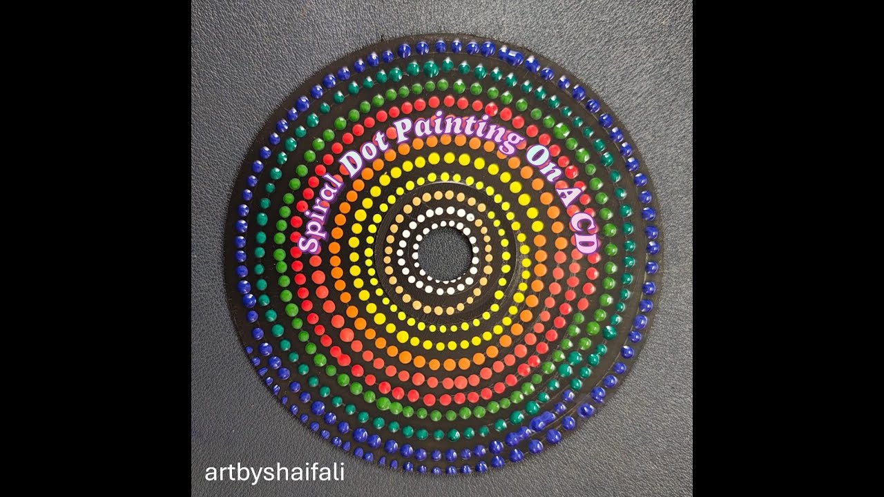 Spiral Dot painted CD #dotpainting #mandalaart #cdcraftideas # ...