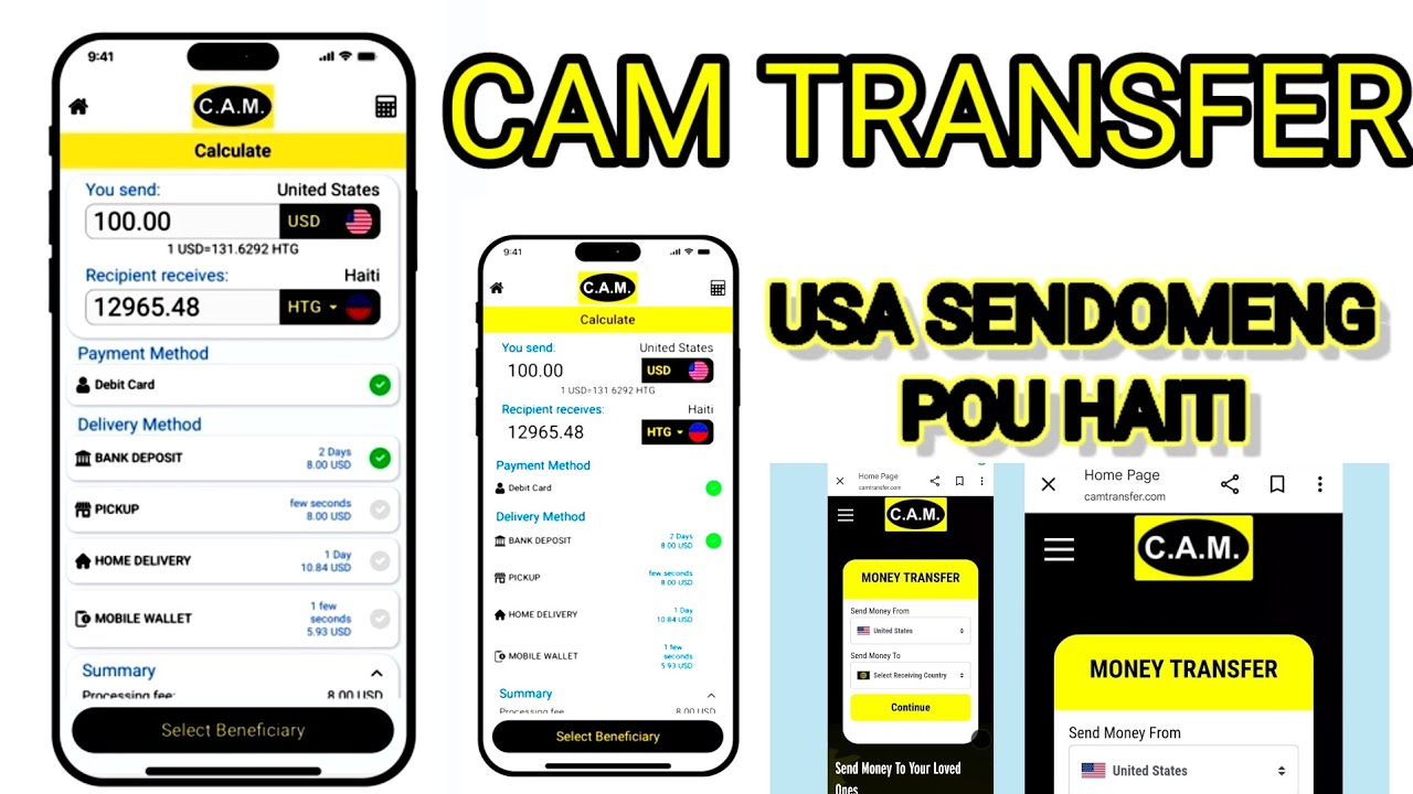 CAM TRANSFER: USA SENDOMENG HAITI, TRANSFE AK TELEFONE. - YouTube