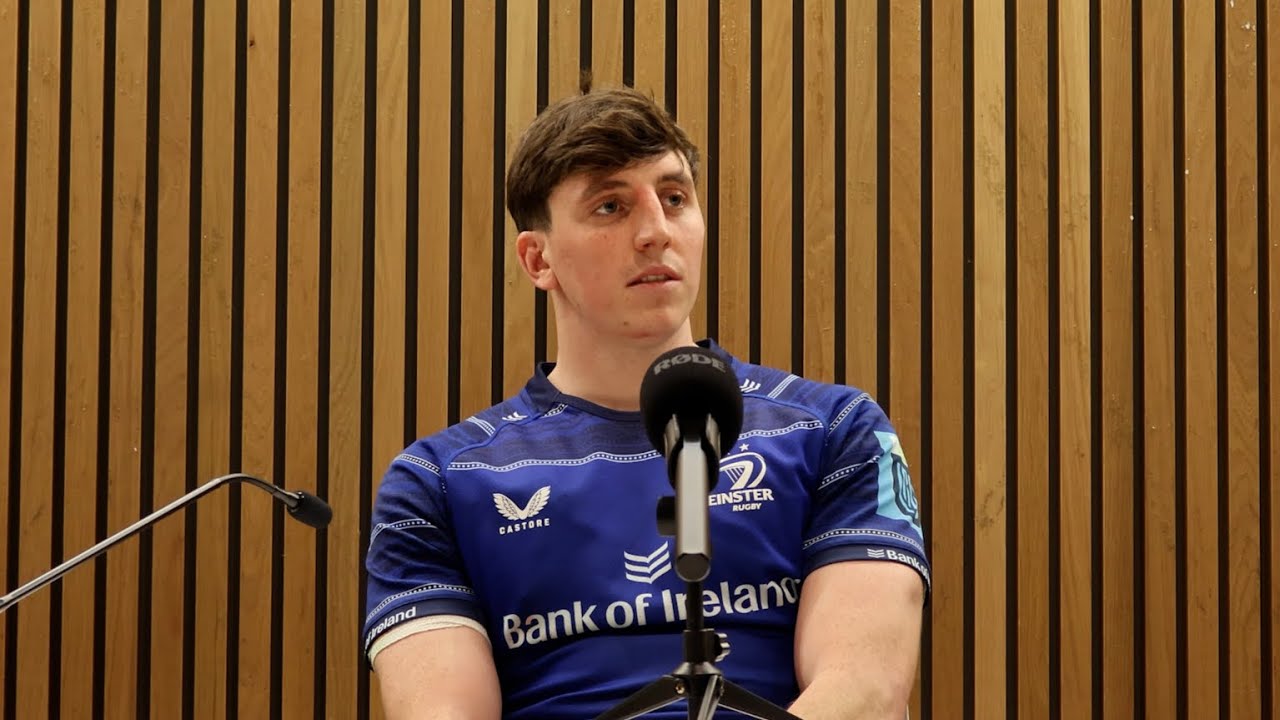 Leinster's Charlie Tector speaking after his player of the match ...
