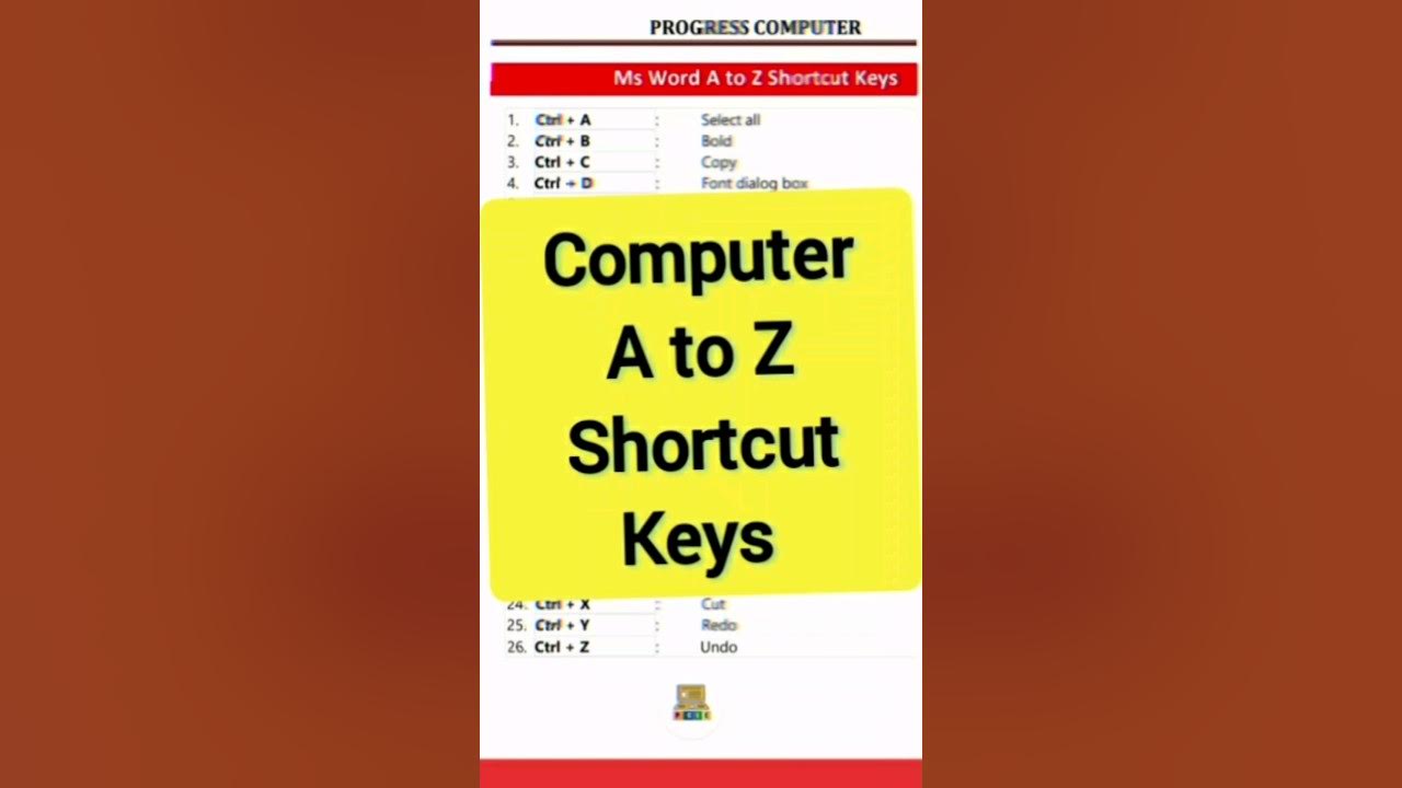 Computer A to Z Shortcut Keys | Ms Word A to Z Shortcut Keys #shorts ...