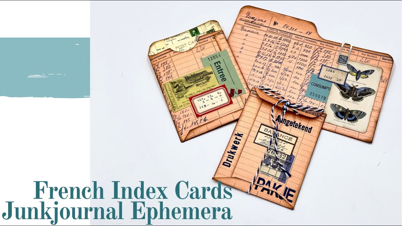 JUNK JOURNAL EPHEMERA, made with Vintage French Index Cards. # ...