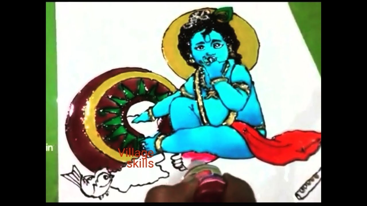 Krishnastami special 2022 Lord krishna(laddu gopal) glass painting ...