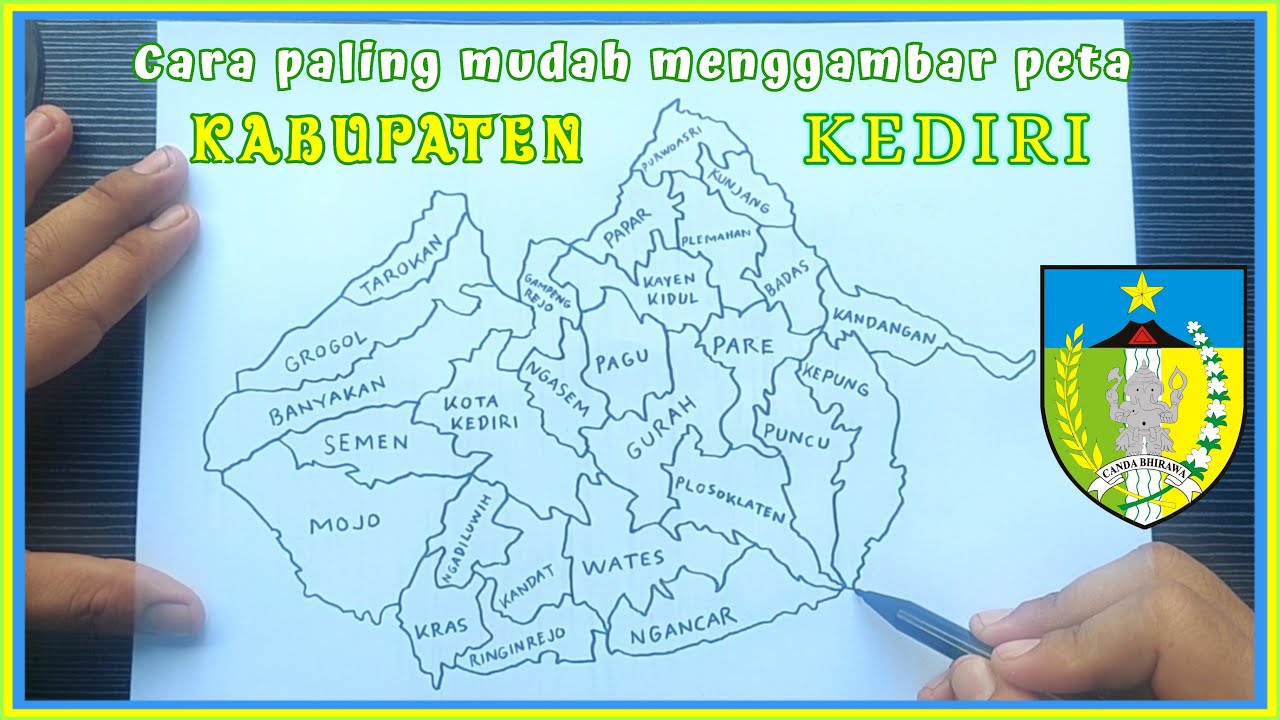 Cara menggambar PETA KABUPATEN KEDIRI dengan mudah dan lengkap | How to ...