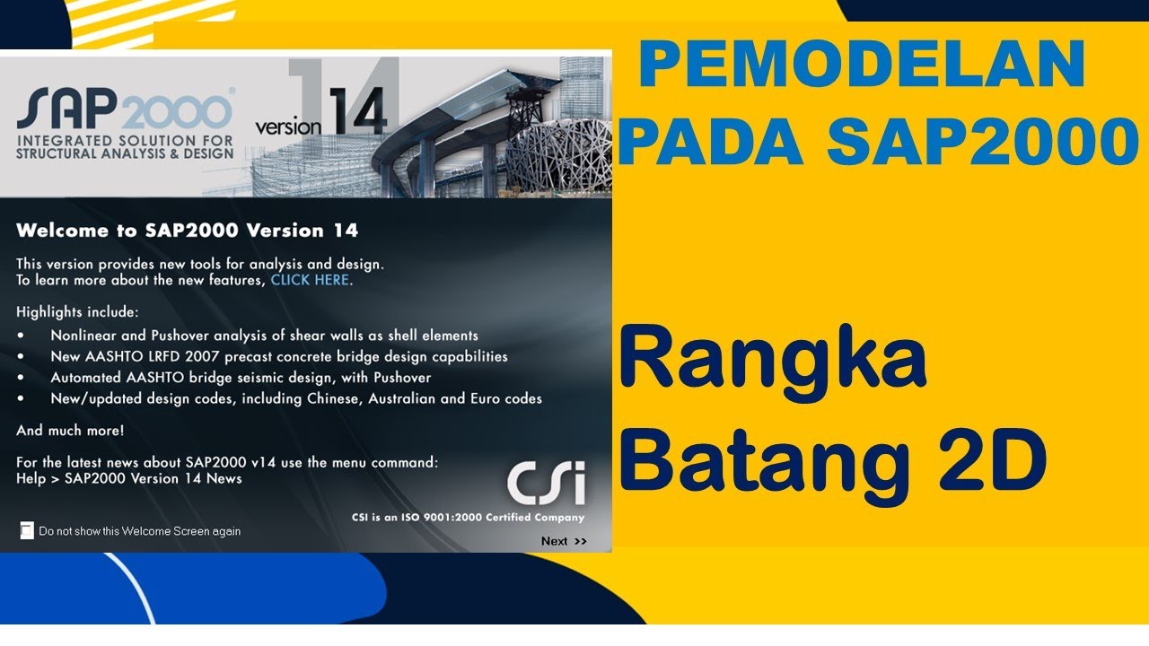 PEMODELAN SAP2000-Rangka Batang 2D Menggunakan Template Blank - YouTube