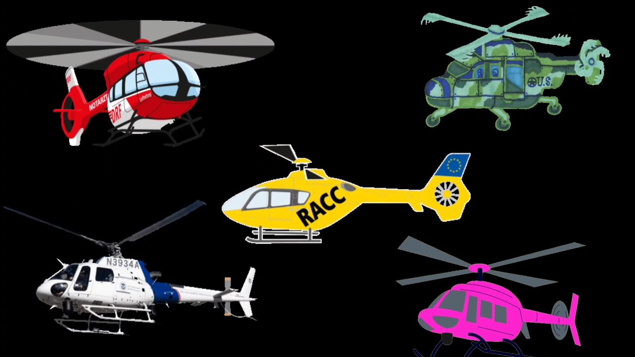 Helicopters | Learn colors name with helicopters | Helicopter sounds ...