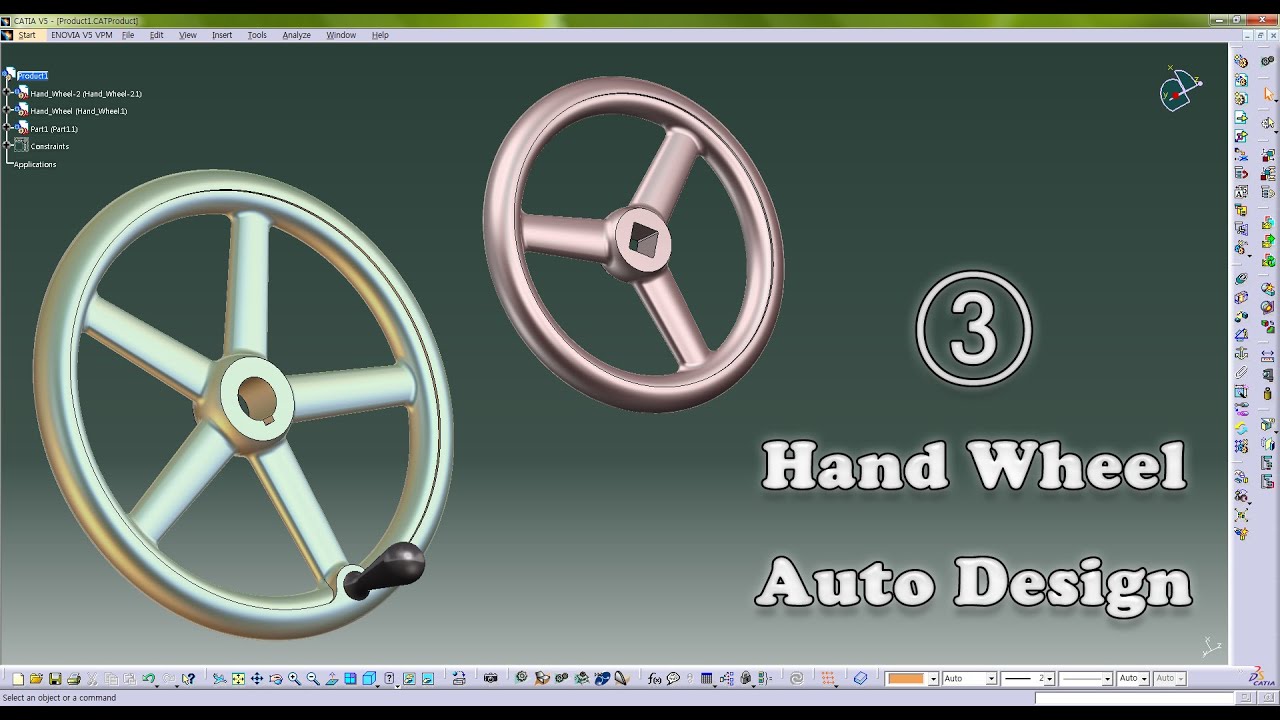 Catia Hand Wheel Auto Design 3 - 카티아 핸드휠 - YouTube