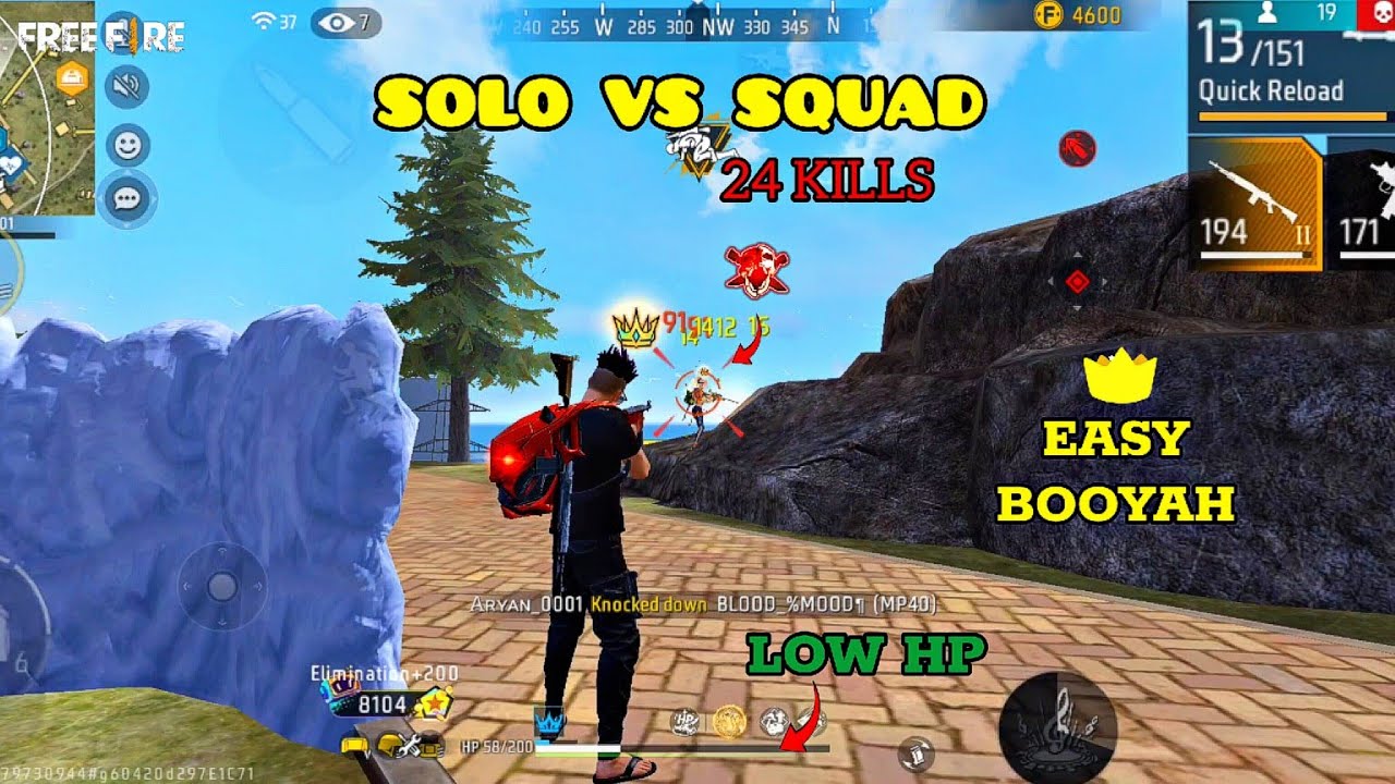 24 KILLS🔥|| SOLO VS SQUAD💪|| RANK MATCH GAMEPLAY GARENA FREE FIRE MAX# ...