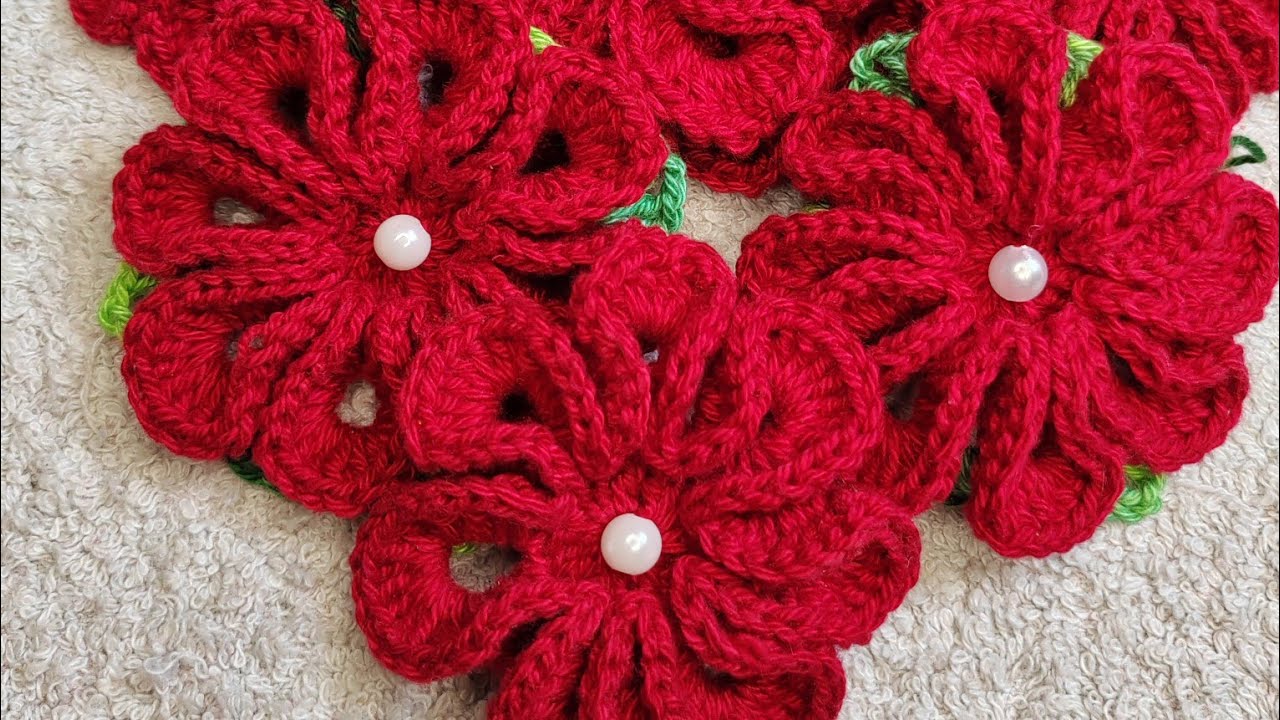 Crochet 3D Flower Motif for Patterns - YouTube