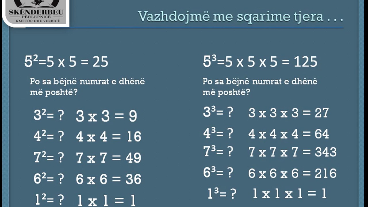 Numrat në fuqi - fuqia e numrit - YouTube