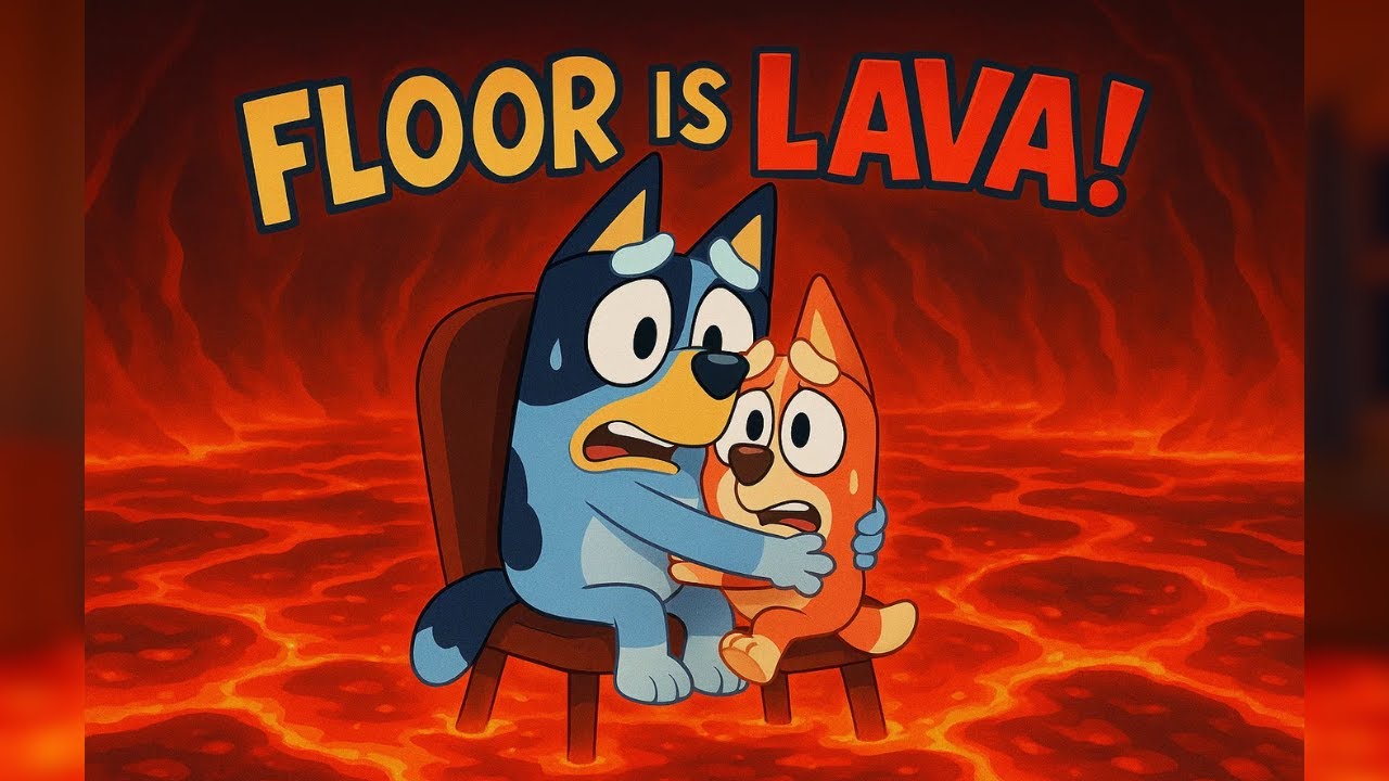 Bluey & Bingo Hug on the Chair as the Floor Turns to Lava! | Fun Kids ...