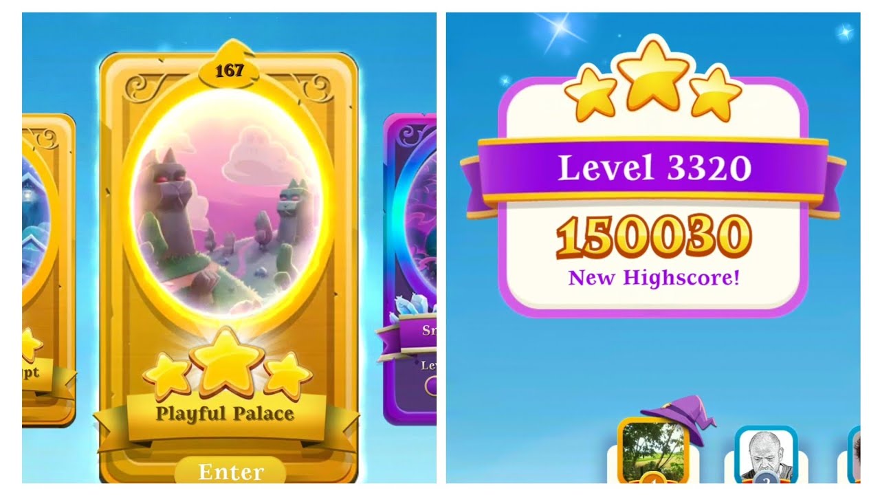 select chapter 167 ️ bubble witch 3 saga level up 3320 - YouTube