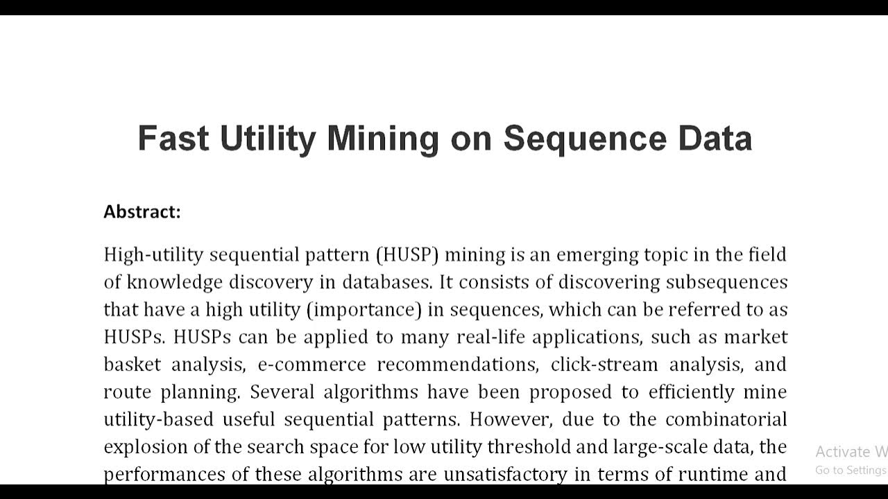 Fast Utility Mining on Sequence Data - YouTube