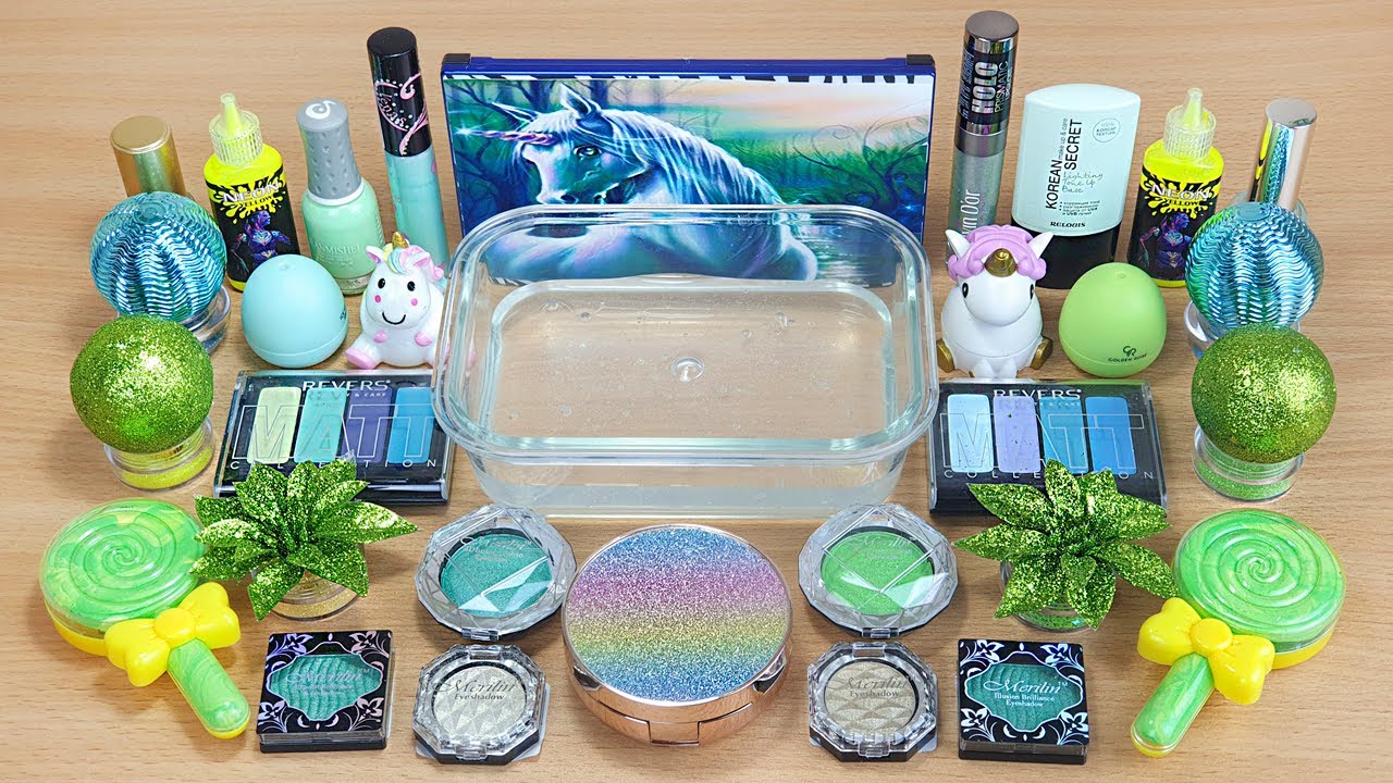 Unicorn TEAR SLIME Series6 Mixing makeup and glitter into Clear Slime ...
