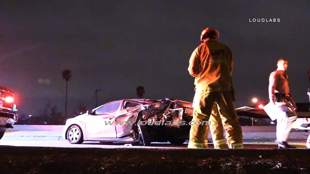 Two Car Traffic Collision Eastbound 10 Freeway / Los Angeles RAW ...