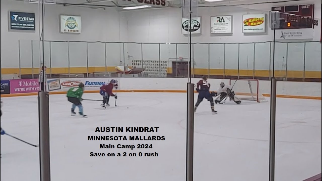 Austin Kindrat - 2 on 0 Save @ Minnesota Mallards Main Camp 2024 - YouTube