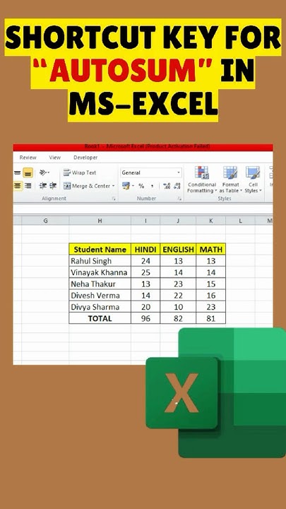 Shortcut key for “AUTOSUM” in MS - Excel #exceltips #exceltricks #excel - YouTube