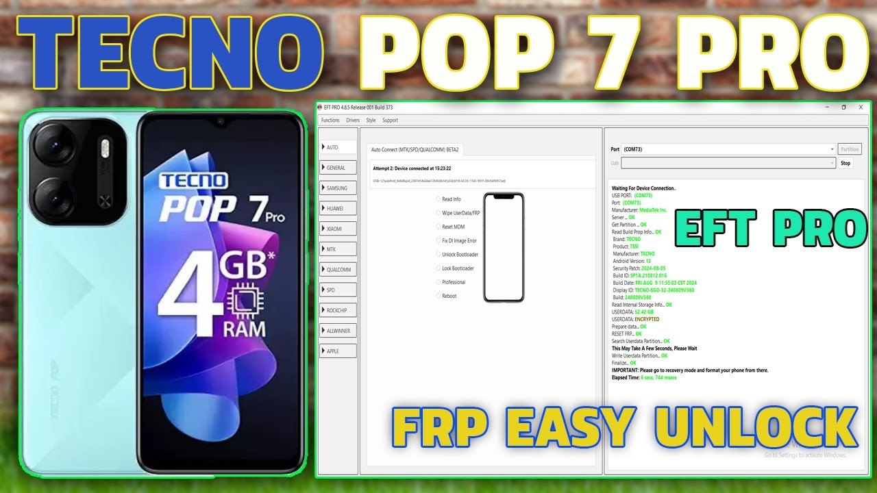 Tecno pop 7 pro bf7 frp unlock tool || Tecno spark go frp bypass one ...