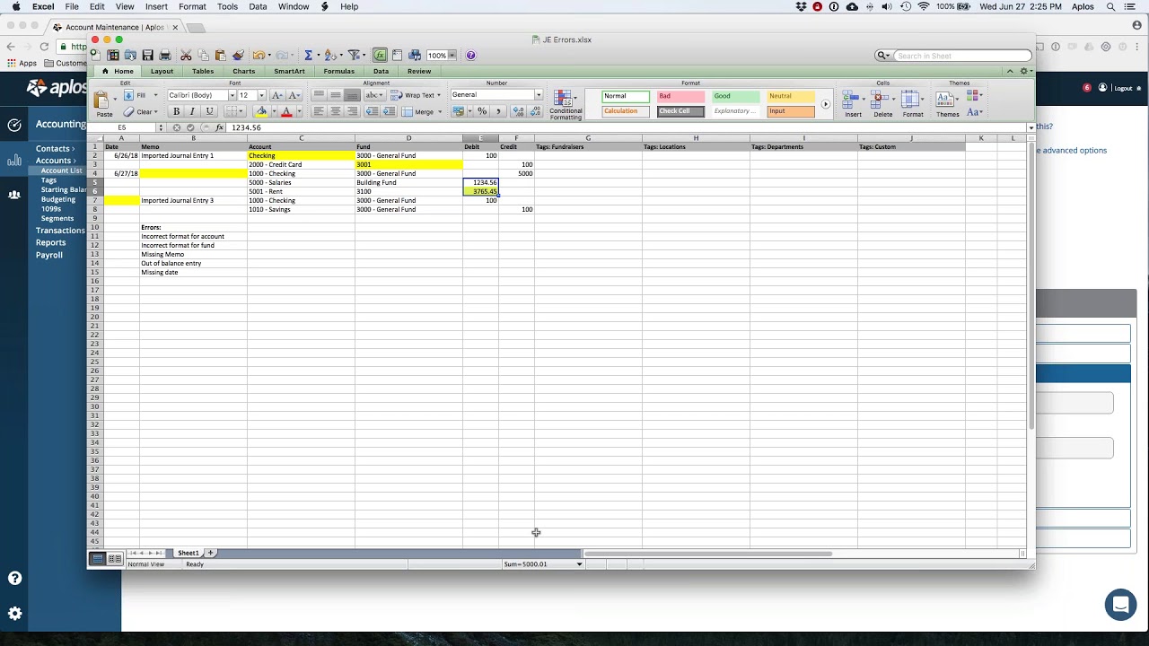 Importing Journal Entries in Aplos - YouTube