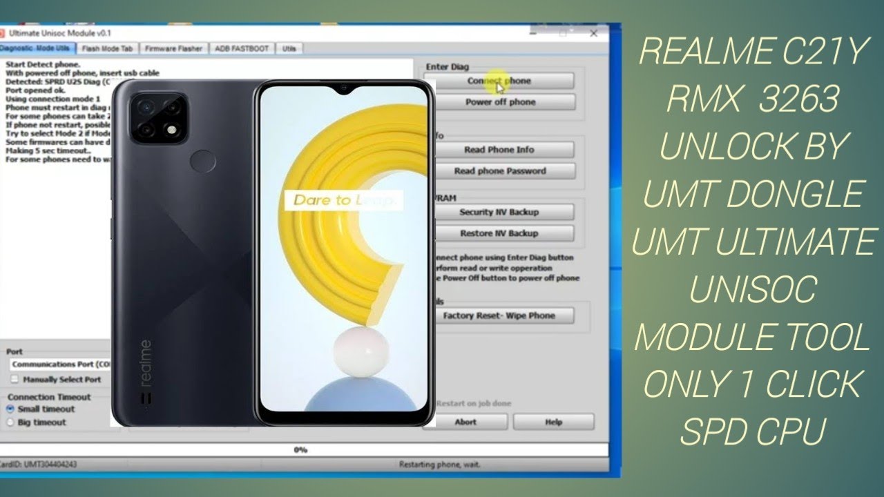Realme C21Y/RMX3263 Pin/Pasward Frp Remove by umt one click spd cpu 100 ...