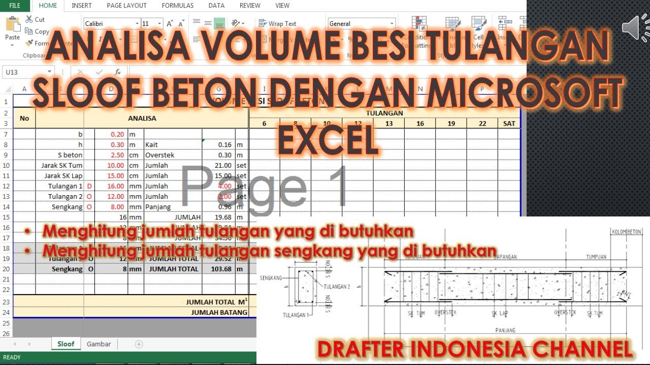 Analisa Volume Kebutuhan Besi Tulangan Sloof Beton Dengan Ms Excel | My ... Analisa Volume Kebutuhan Besi Tulangan Sloof Beton Dengan Ms Excel | My ...