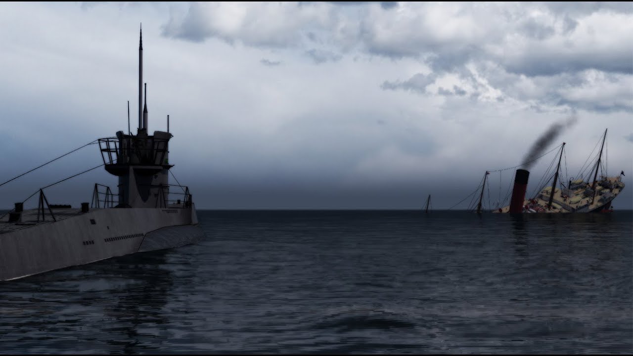 Carpathia Sinks View From U-55 - YouTube