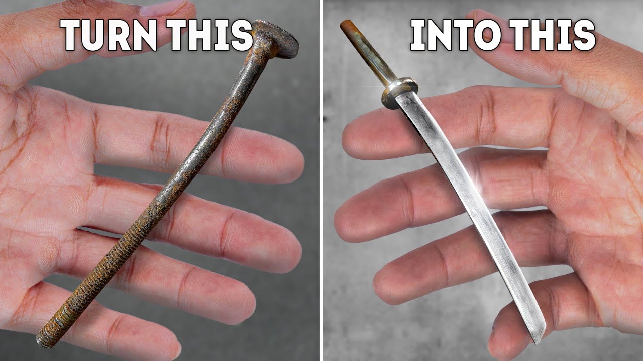 I Made A Real Mini Katana Out Of An Ordinary Nail! - YouTube
