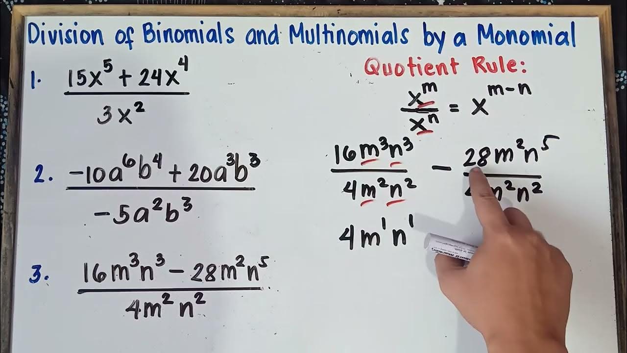 Division of Binomials and Multinomials by Monomial | Grade 8 Math ...