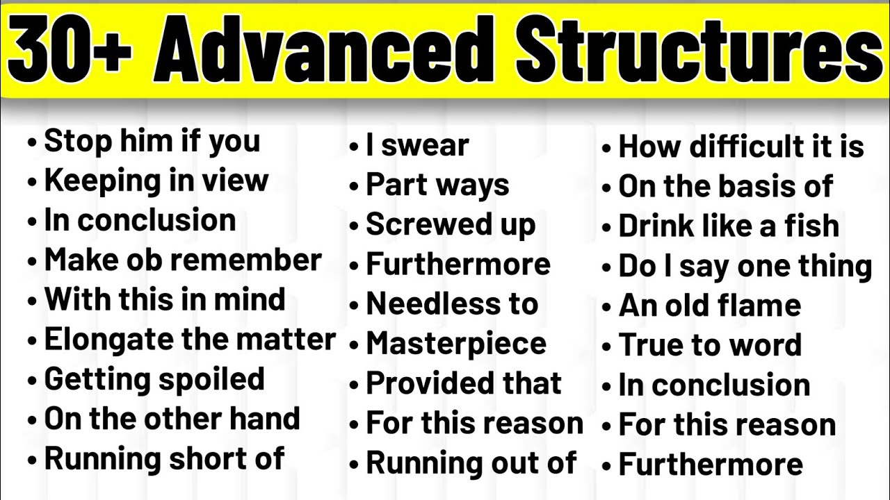 30+ Advanced Structures सीखें। Basic To Advanced English Structures ...
