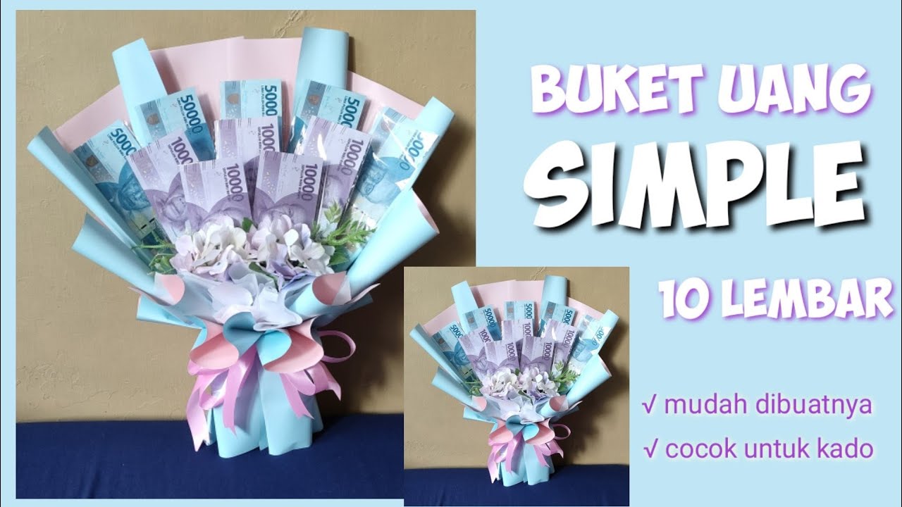 Buket uang 10lembar isi 300ribu untuk kado pernikahan - YouTube
